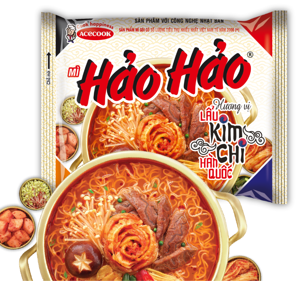 Acecook Hao Hao Inst. Noodle Kim Chi / Kim Chi Chua Cay 77g - Hikifood
